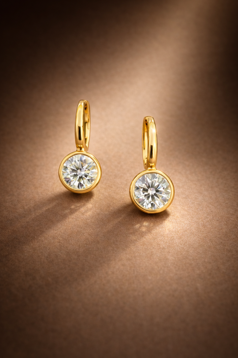 Aurelia Bezel Diamond Earrings - Serli and Siroan